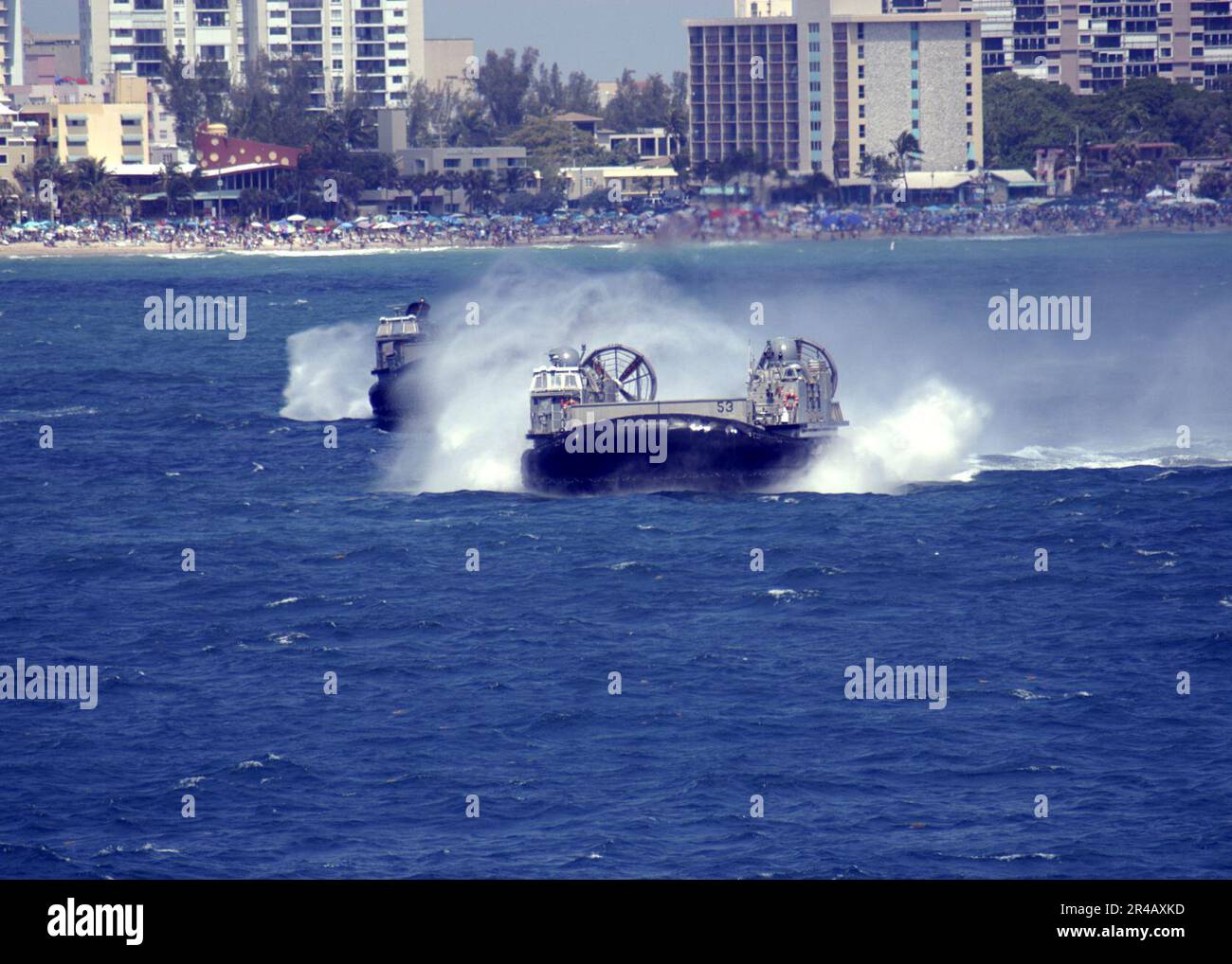 US Navy Two Landing Craft Air Cushioned (LCACs) from Assault Craft Unit ...