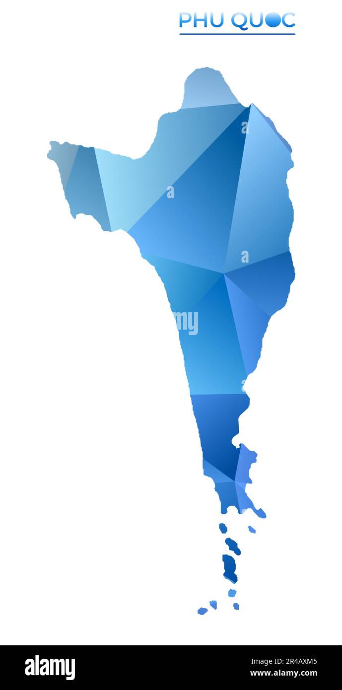 Vector polygonal Phu Quoc map. Vibrant geometric island in low poly ...