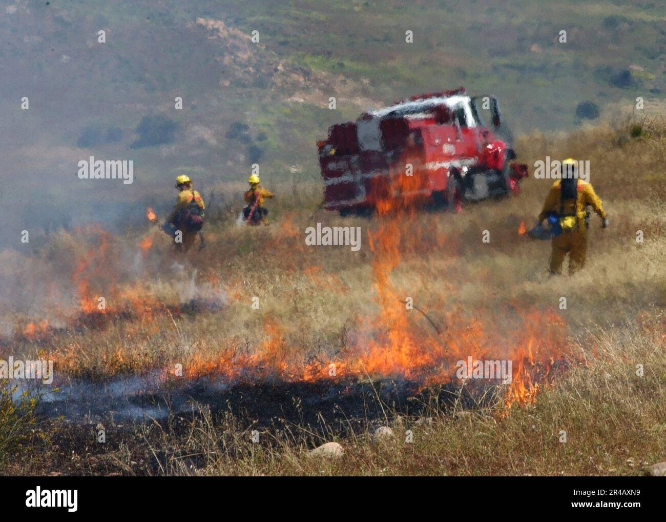 US Navy Firefighters assigned to Marine Corps Air Station (MCAS ...