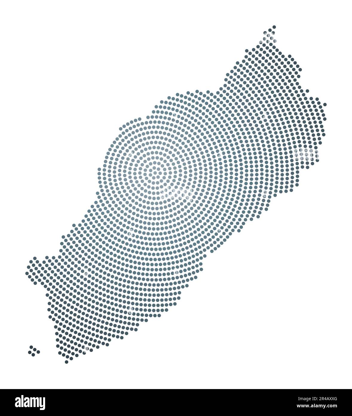 Itsukushima dotted map. Digital style shape of Itsukushima. Tech icon of the island with ...