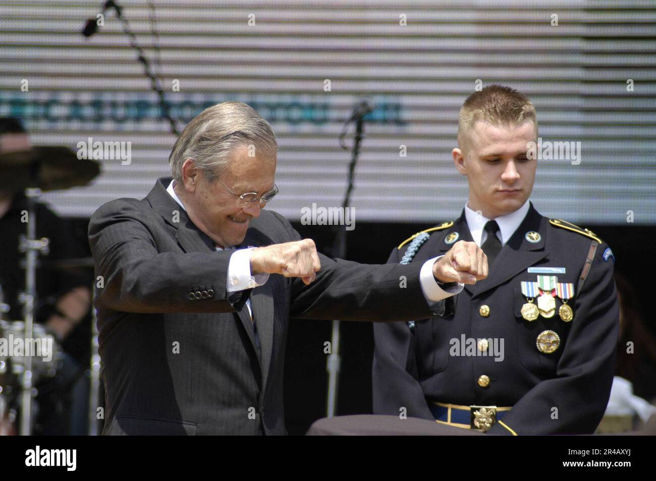 US Navy Secretary of Defense Donald Rumsfeld prepares to help unveil ...