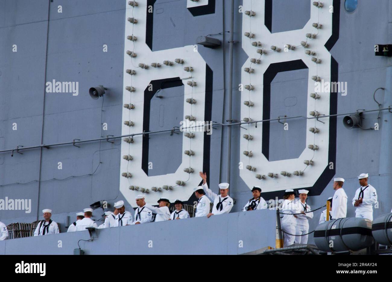 US Navy Sailors stationed aboard the nuclear-powered aircraft carrier ...