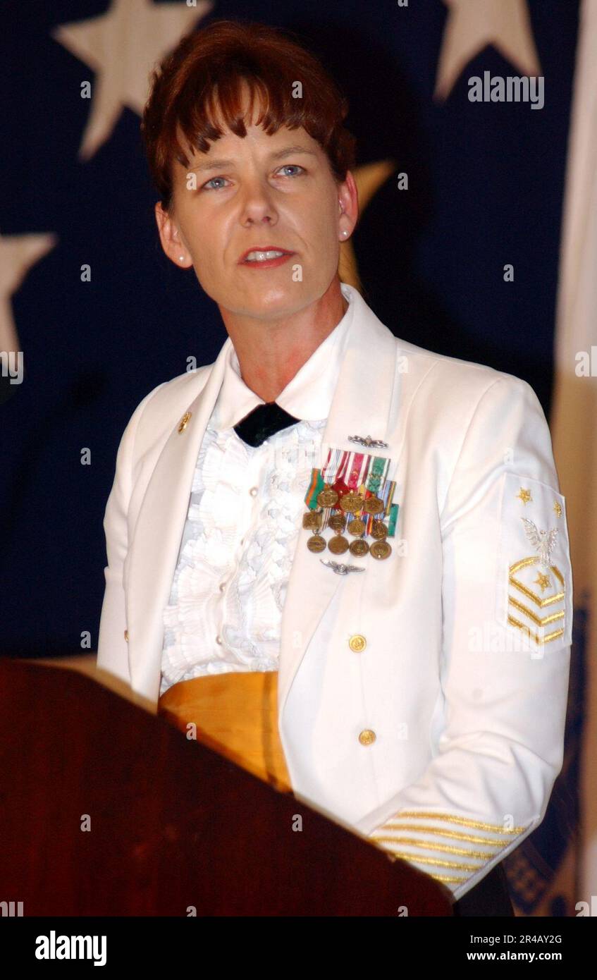 US Navy U.S. Navy Force Master Chief Petty Officer speaks during the ...