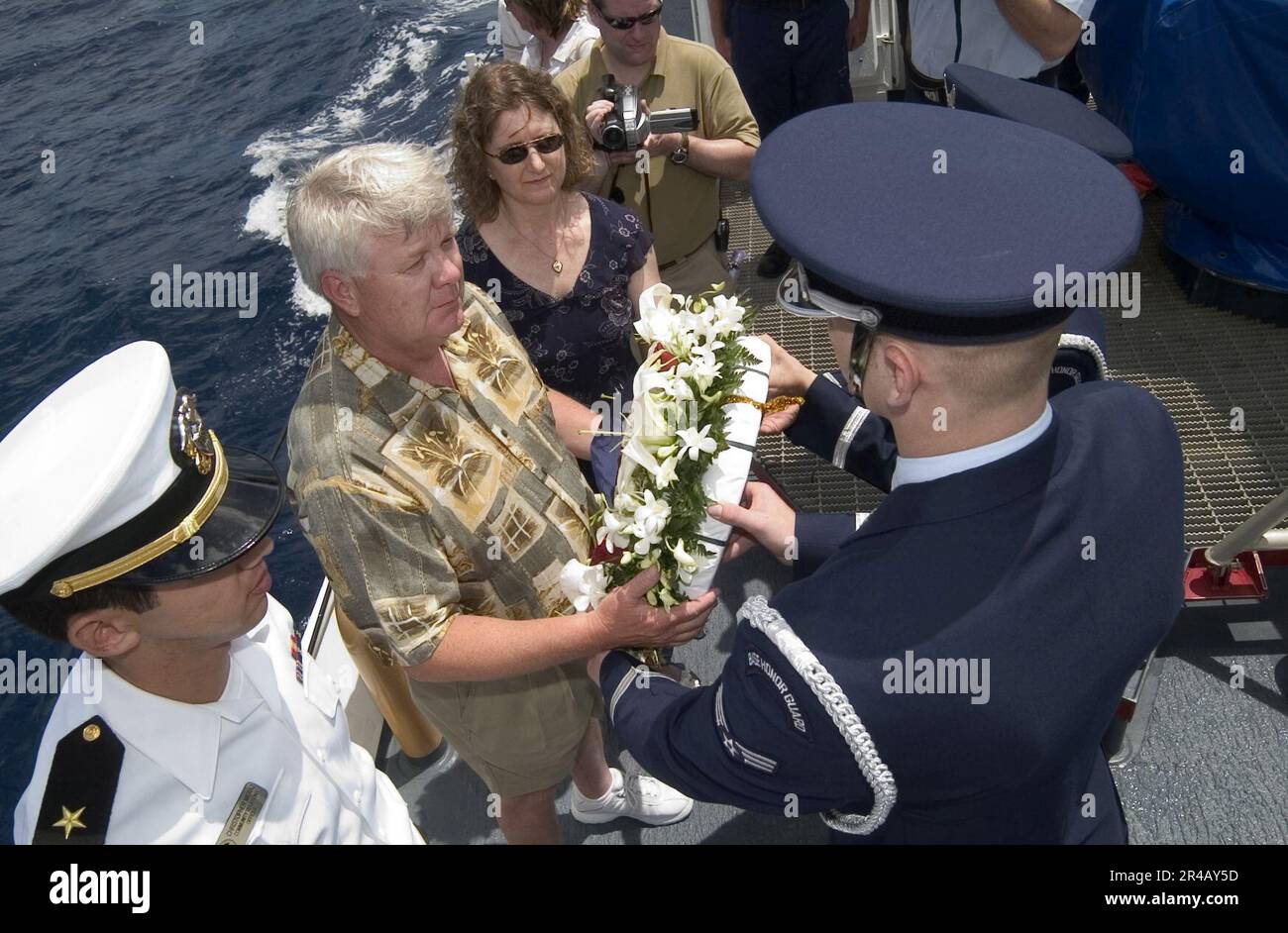 US Navy U.S. Air Force Senior Airman assigned to the Andersen Air Force Base Blue Knights Honor ...