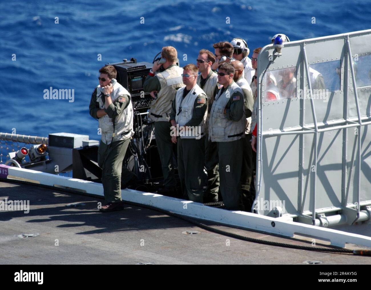 US Navy Landing Signal Officers (LSOs) assigned to Carrier Air Wing One ...
