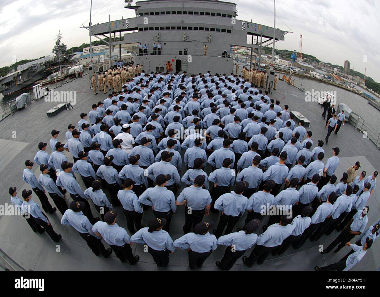 US Navy The crew of USS Blue Ridge (LCC 19), lead by Command Master ...