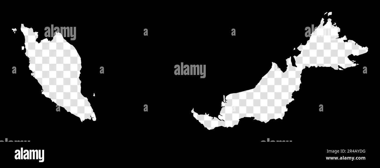 Stencil map of Malaysia. Simple and minimal transparent map of Malaysia ...