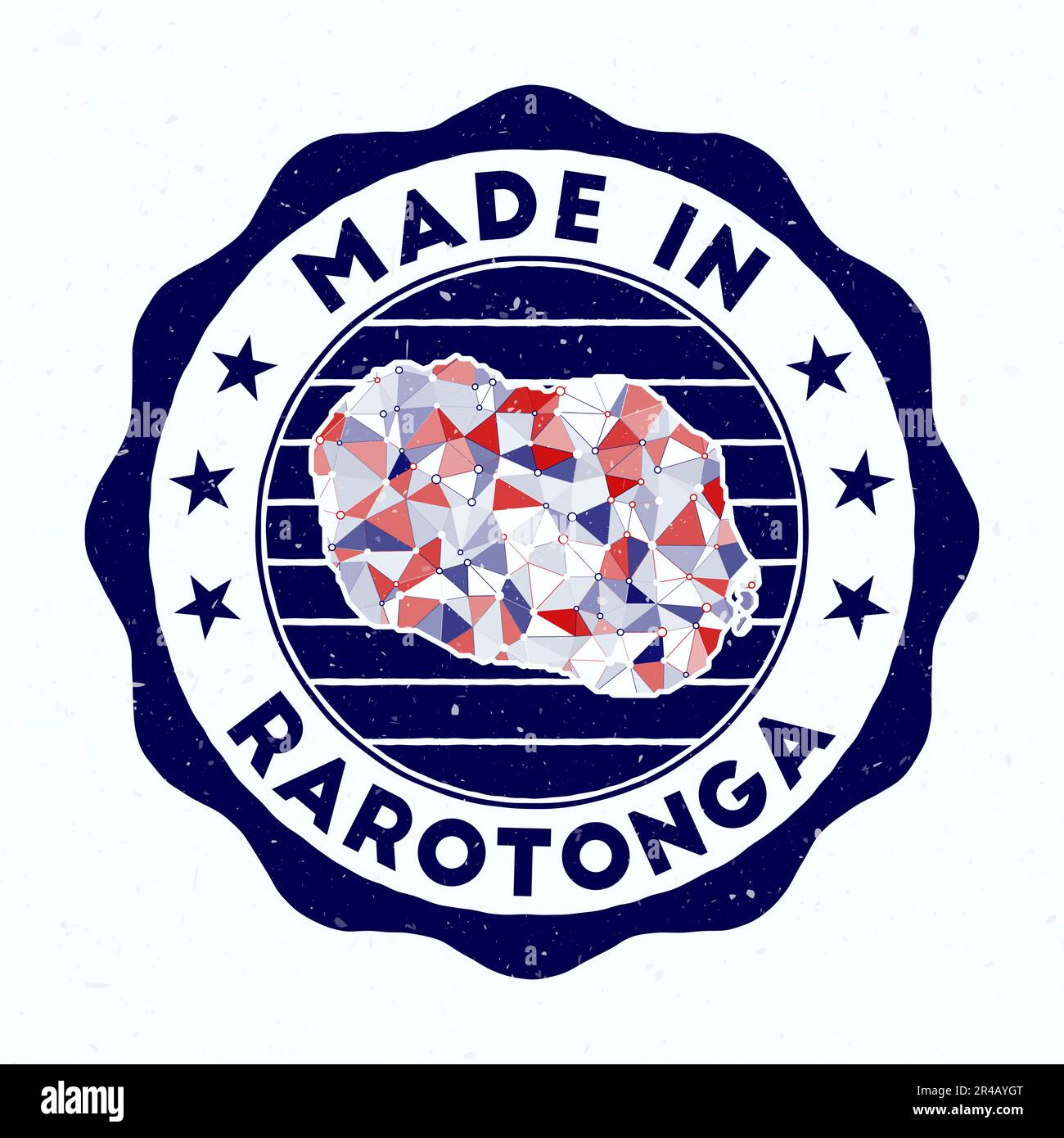 Made In Rarotonga. Island round stamp. Seal of Rarotonga with border ...