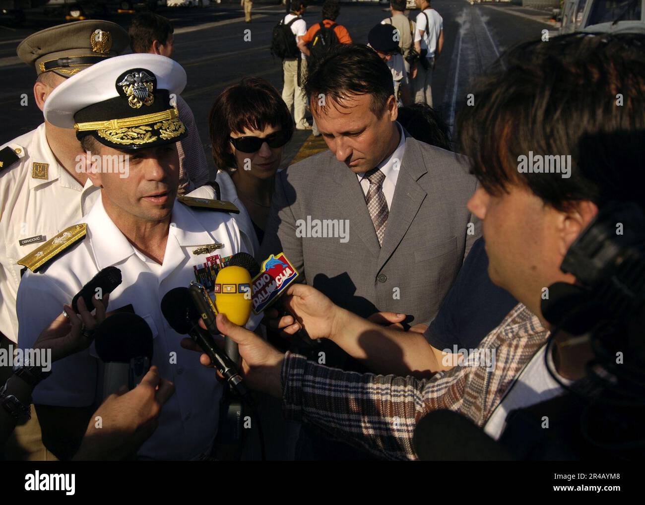 US Navy Members of the Croatian media interview Commander, Enterprise ...