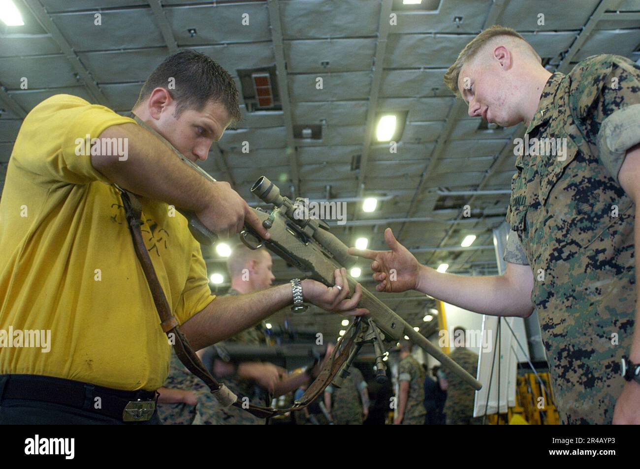 US Navy U.S. Marine Corps Lance Cpl. right, instructs Aviation ...