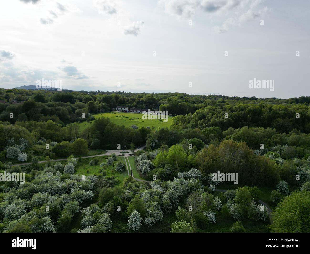 A scenic view of green hills of Randlay Park in Telford, UK Stock Photo ...