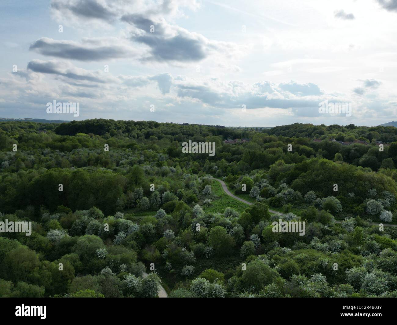 A scenic view of green hills of Randlay Park in Telford, UK Stock Photo ...