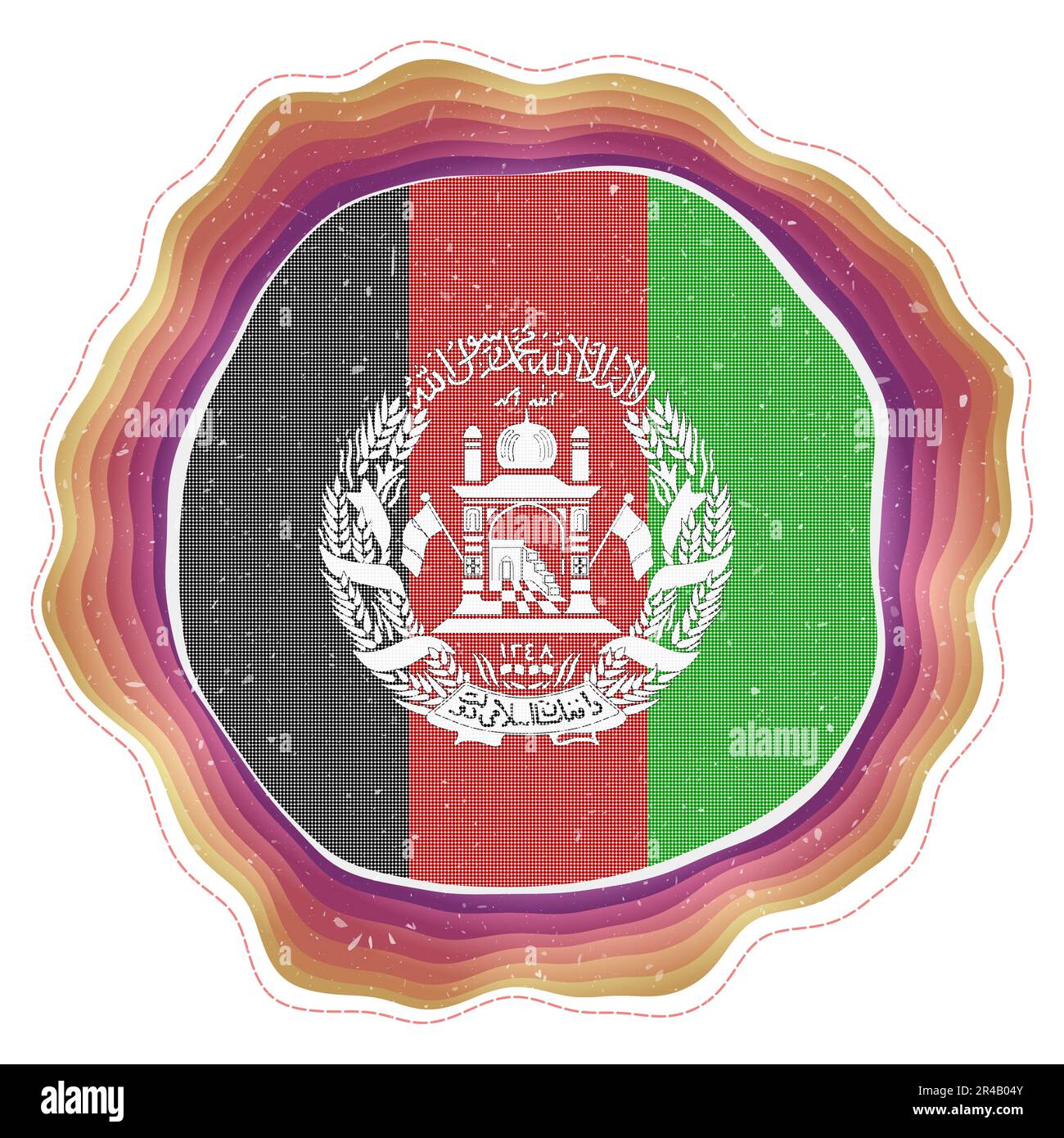 Afghanistan flag in frame. Badge of the country. Layered circular sign ...