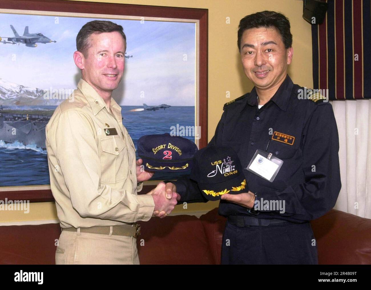 US Navy USS Nimitz (CVN 68) Commanding Officer, Capt. Ted Branch, and ...