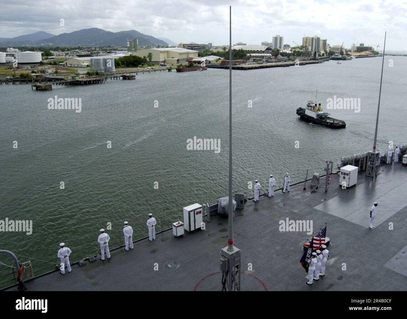 US Navy Sailors aboard the Seventh Fleet command ship USS Blue Ridge ...