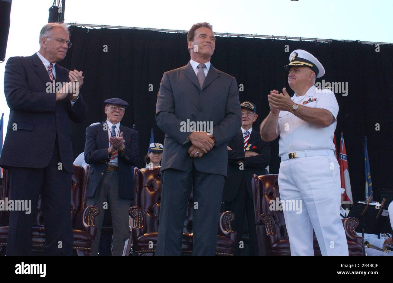 US Navy From left, San Diego Mayor Dick Murphy, California Gov. Arnold ...
