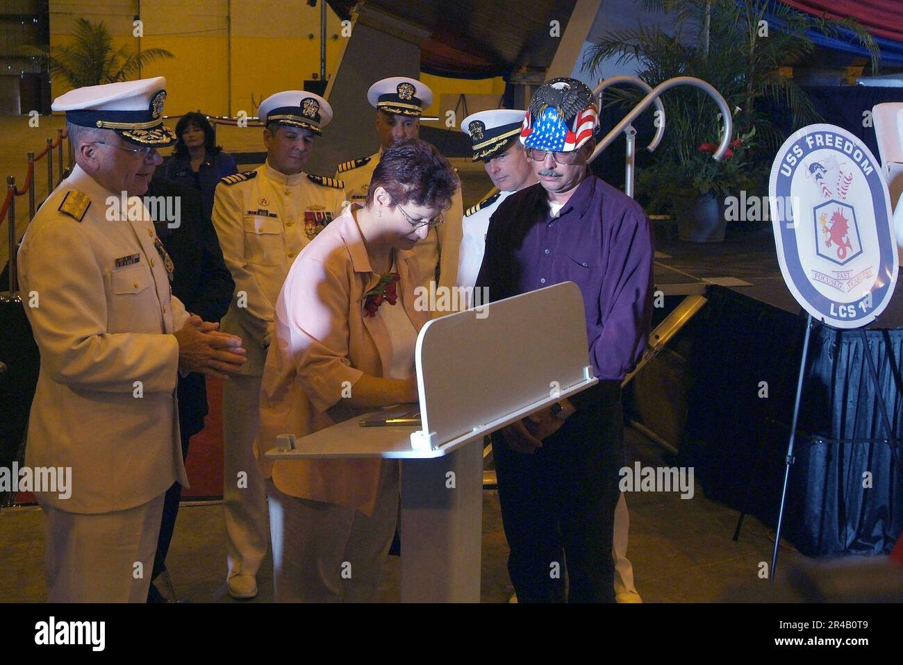 US Navy Chief of Naval Operations (CNO), Adm. Vern Clark looks on as ...