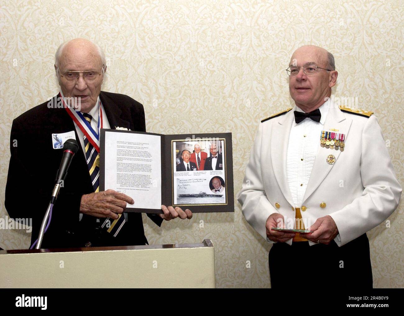 US Navy Chief of Naval Operations (CNO) Admiral Vern Clark is presented ...