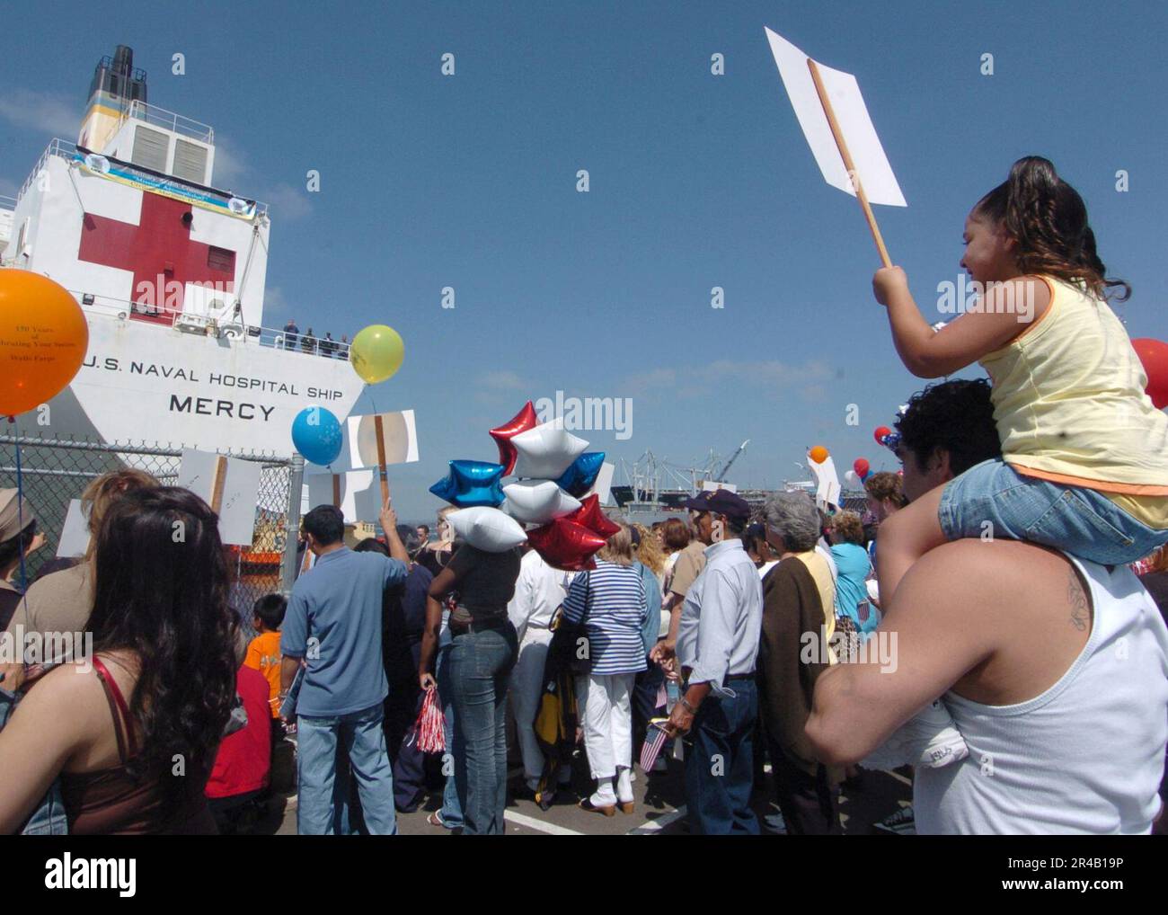US Navy Families and friends wait as the Military Sealift Command (MSC ...