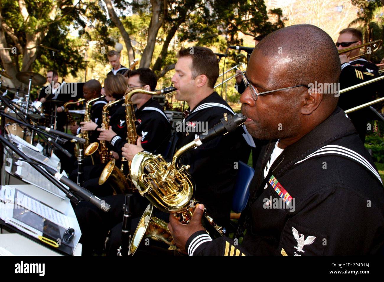 US Navy Musician 2nd Class right, and the U.S. 7th Fleet Band entertain ...