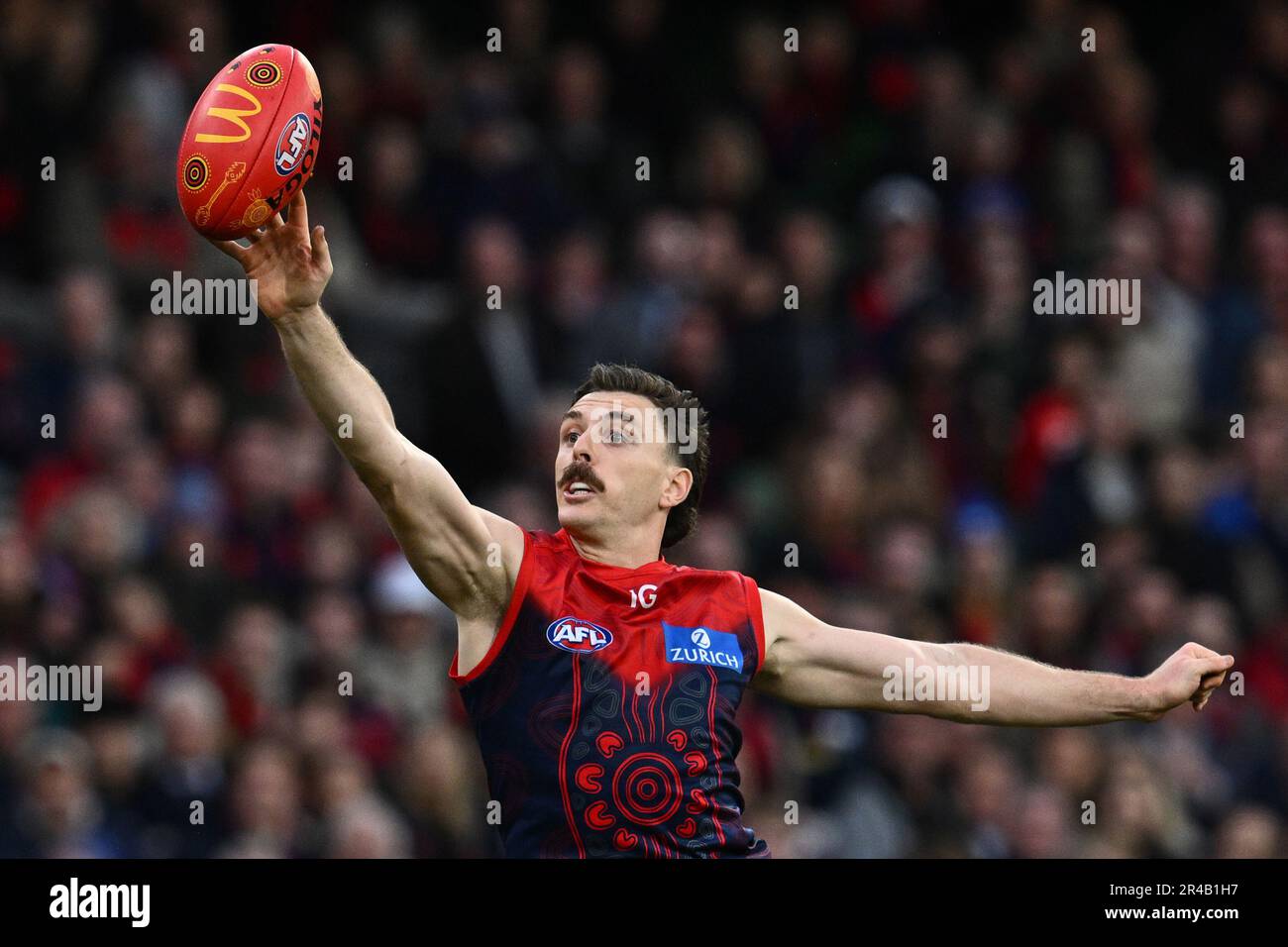 Jake Lever of Melbourne during the AFL Round 11 match between the ...