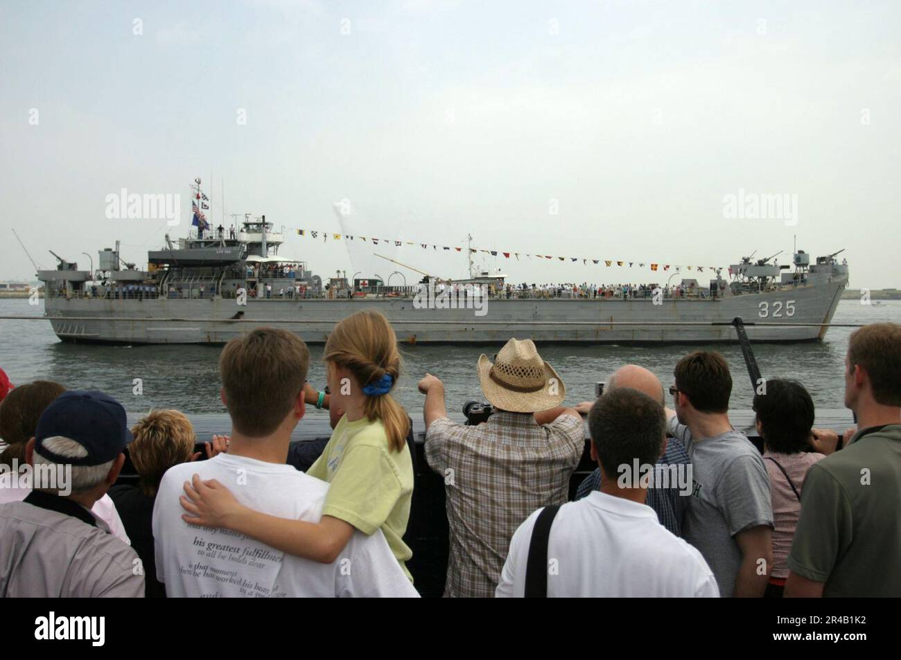 US Navy Boston residents watch as LST 325, a vintage World War II tank ...