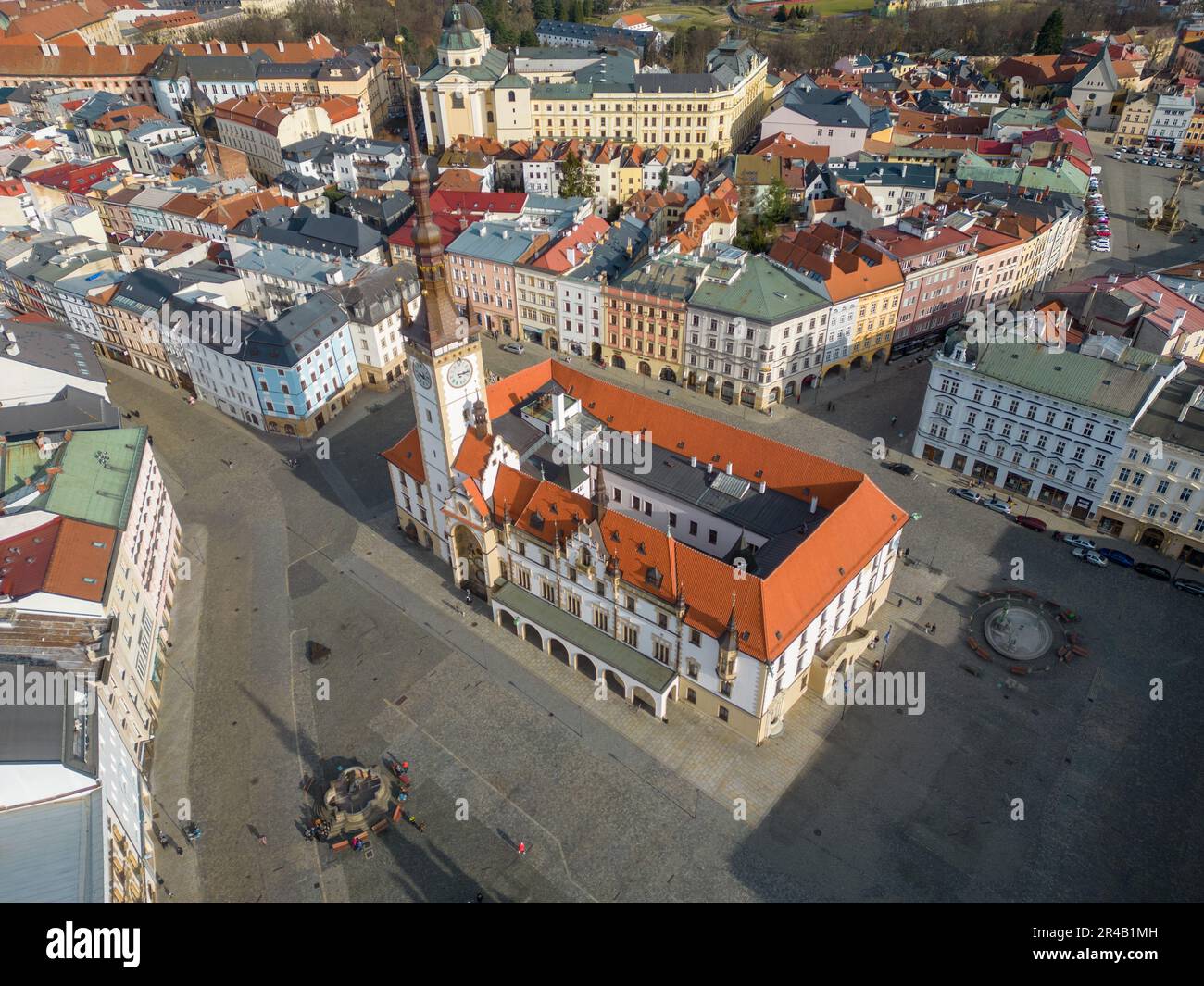 An aerial view of Olomouc City Hall on a square in Czechia Stock Photo ...