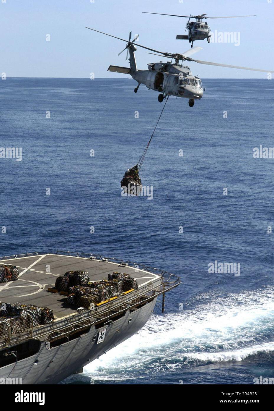 US Navy Two MH-60S Seahawk helicopters, assigned to Helicopter Sea Combat Squadron Two Five (HCS ...