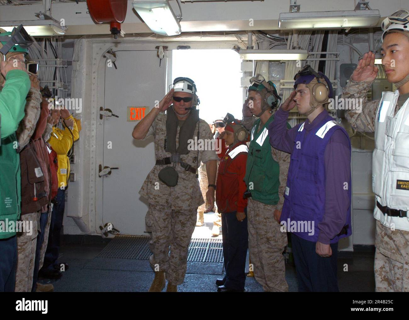US Navy Commandant of the Marine Corps, Gen. Michael Hagee, salutes as ...