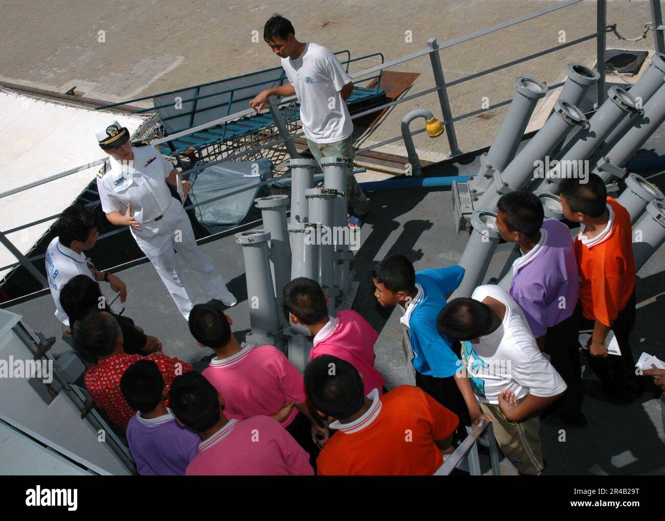 US Navy U.S. Navy Ens. explains the countermeasure capabilities of the ...