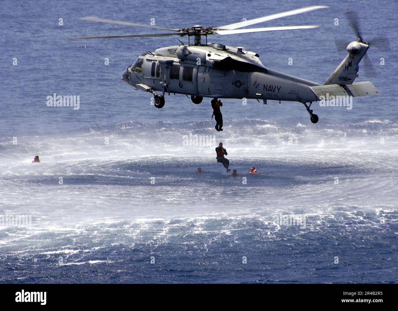 US Navy A MH-60S Seahawk helicopter assigned to Helicopter Sea Combat Squadron Two Six ...