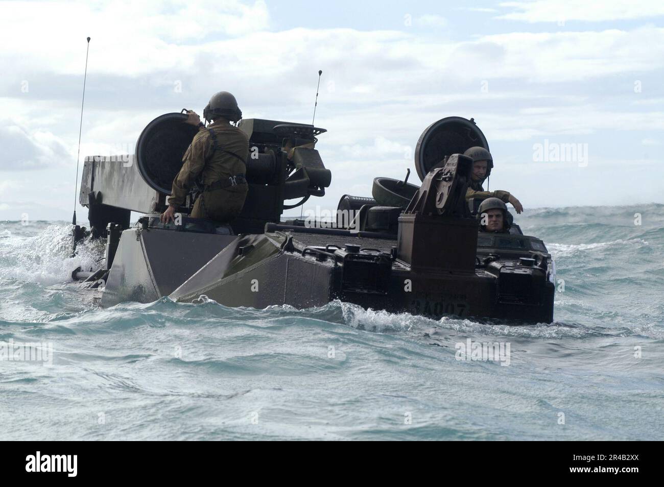 US Navy An Amphibious Assault Vehicle (AAV) deployed from the well deck ...