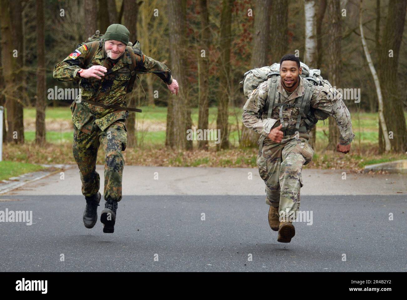 A German army reserve soldier, left, and U.S. Soldier with the 18th ...