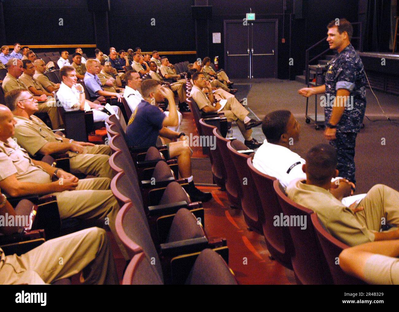 US Navy Commander, Task Force Warrior, Capt. speaks to senior enlisted ...