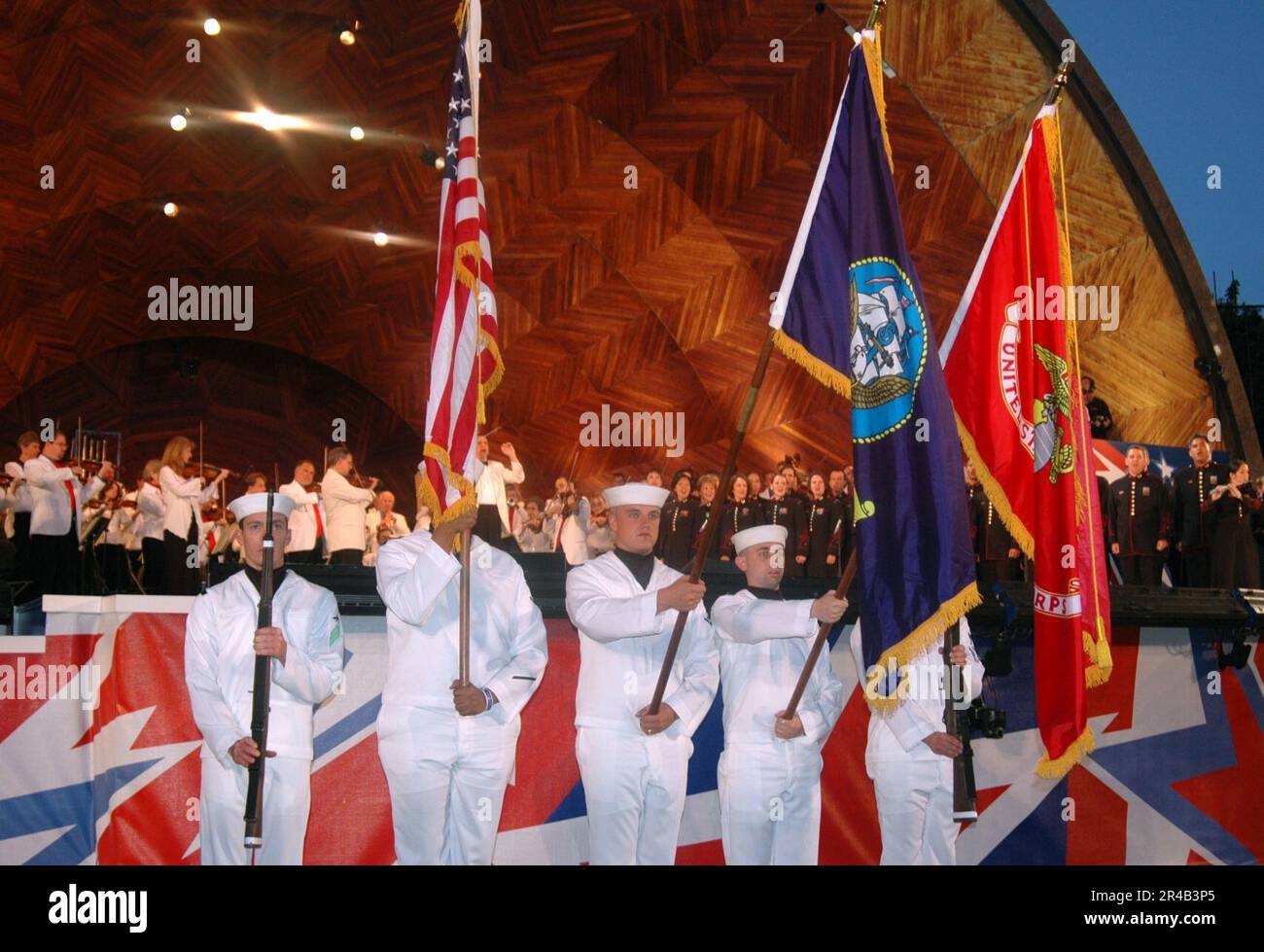 US Navy The USS Bataan (LHD 5) color guard presents honors during the ...