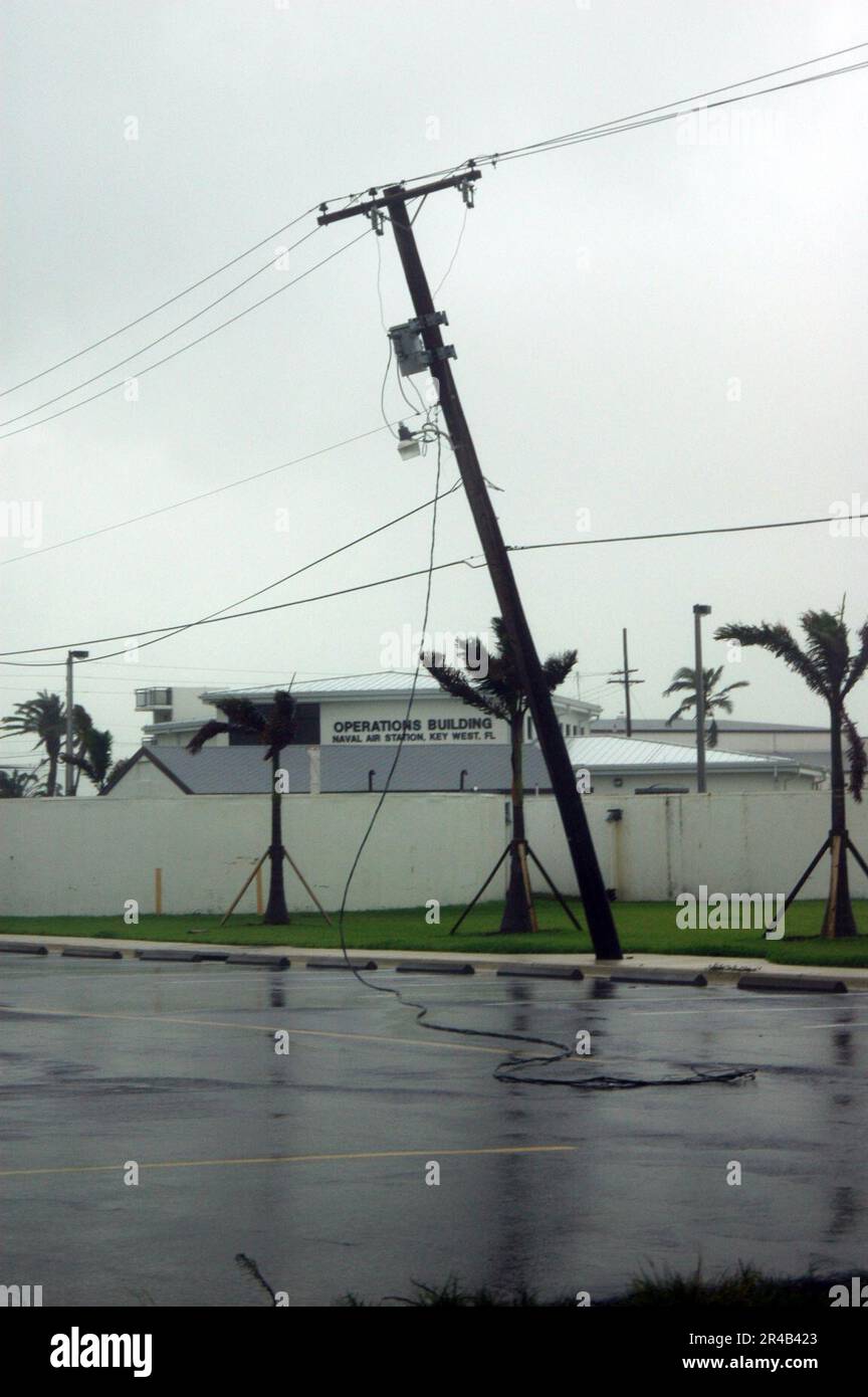 US Navy A utility pole leans over outside the Naval Air Station (NAS ...