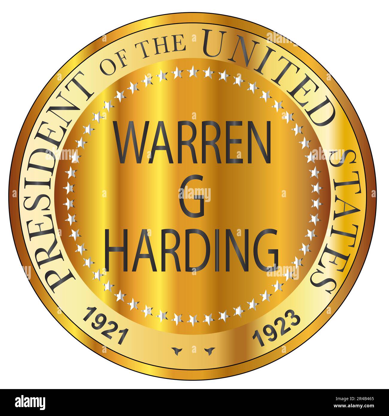 Warren G Harding president of the United States of America round stamp ...
