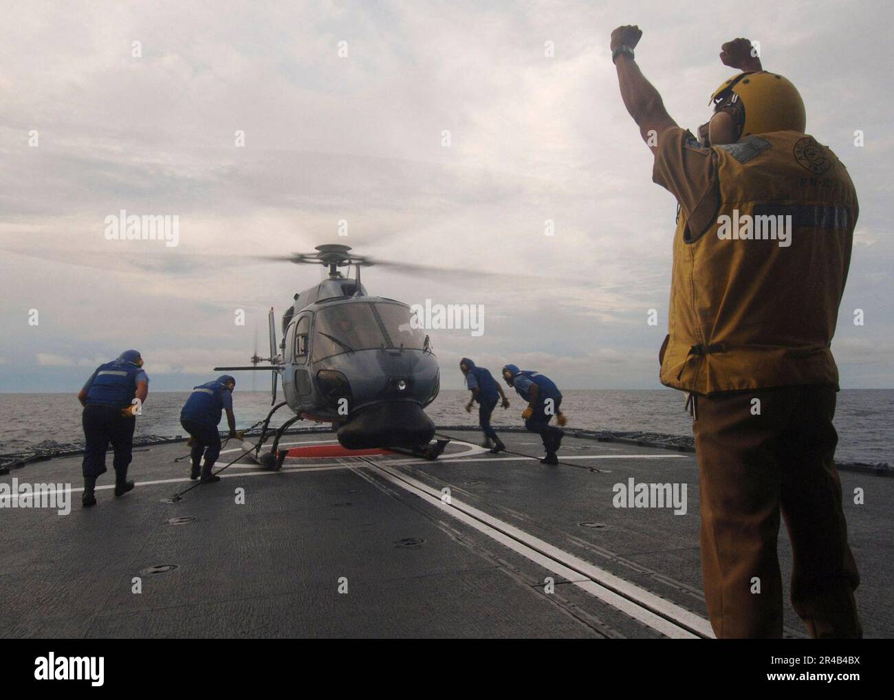 US Navy Sailors assigned to the Colombian frigate ARC Caldas (FM 52 ...
