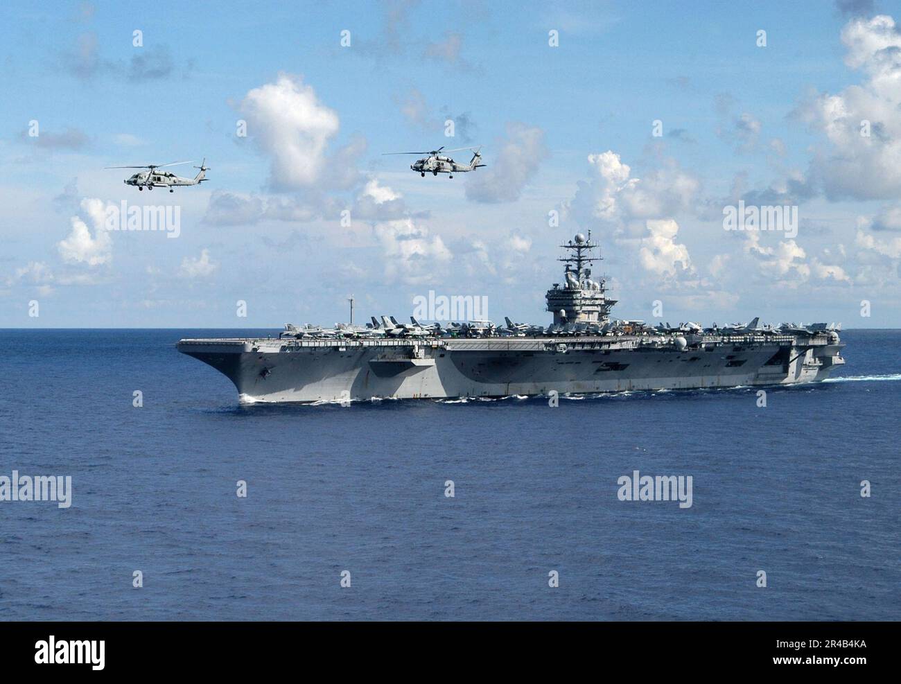US Navy Two HH-60H Seahawk helicopters conduct operations near the ...