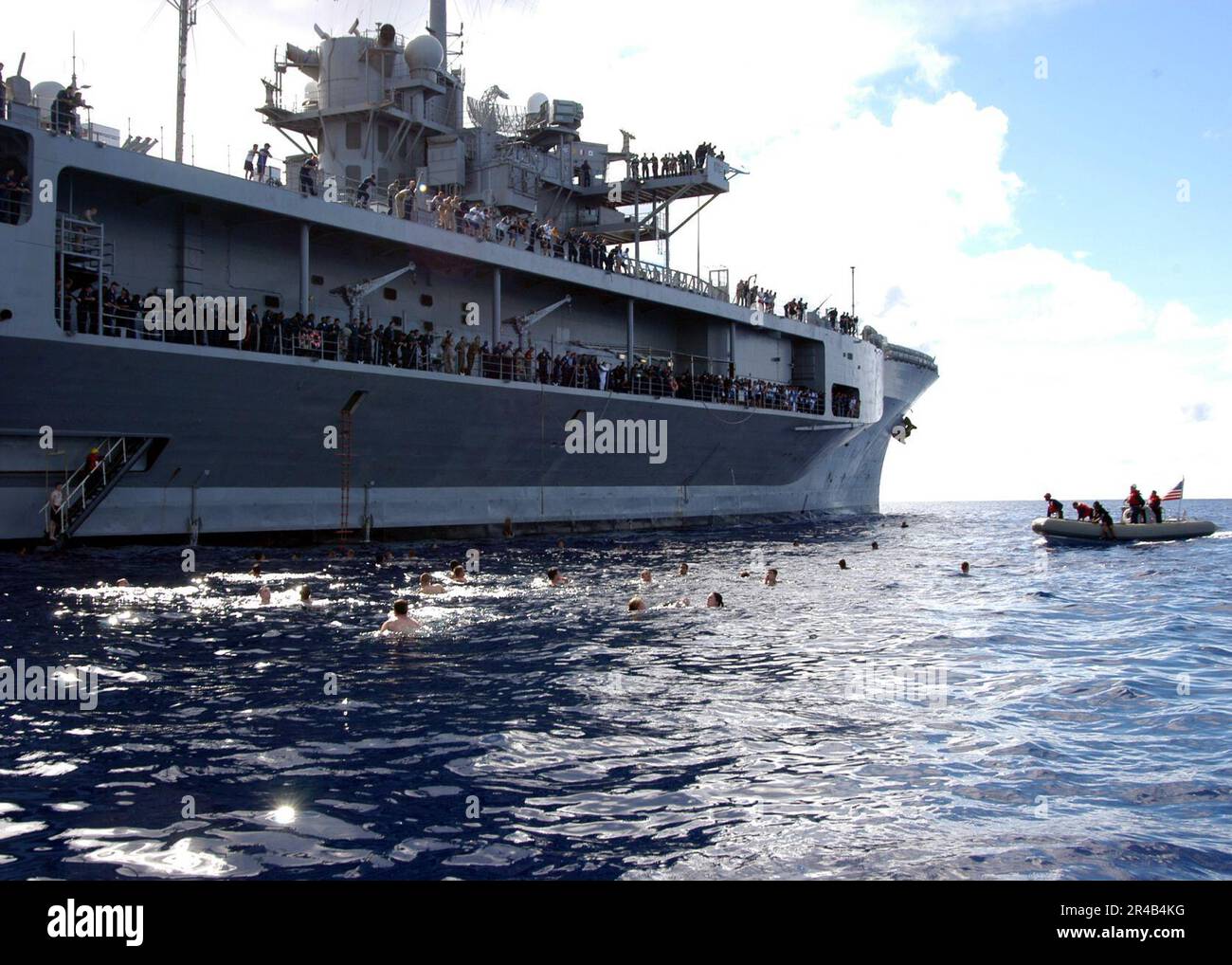 US Navy The staff and crew of the Seventh Fleet command ship USS Blue ...
