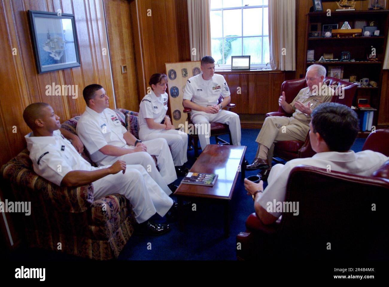 US Navy Chief of Naval Personnel Vice Adm. Gerry Hoewing meets with the ...