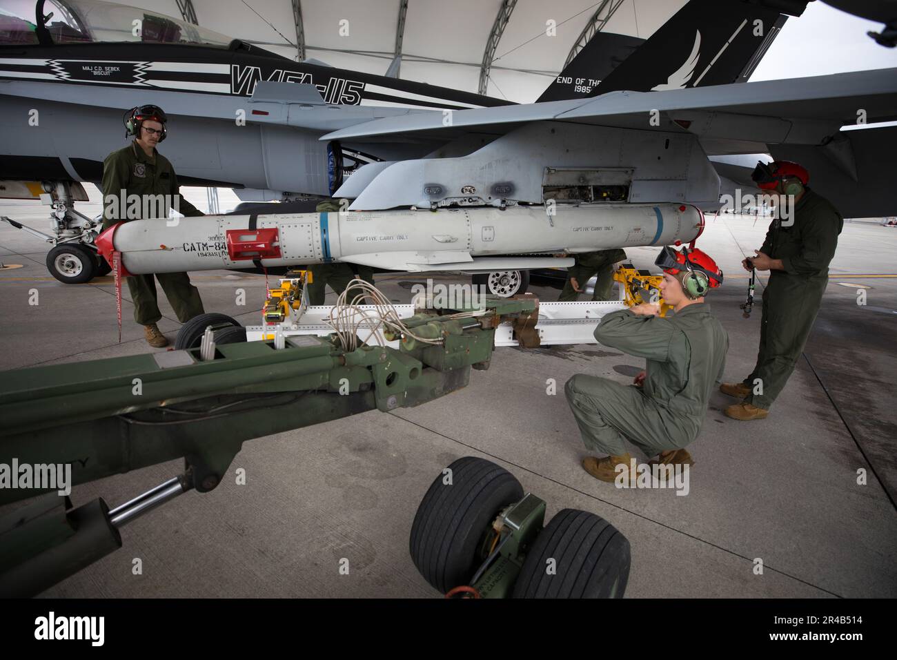 U.S. Marines with Marine Fighter Attack Squadron (VMFA) 115 practice ...