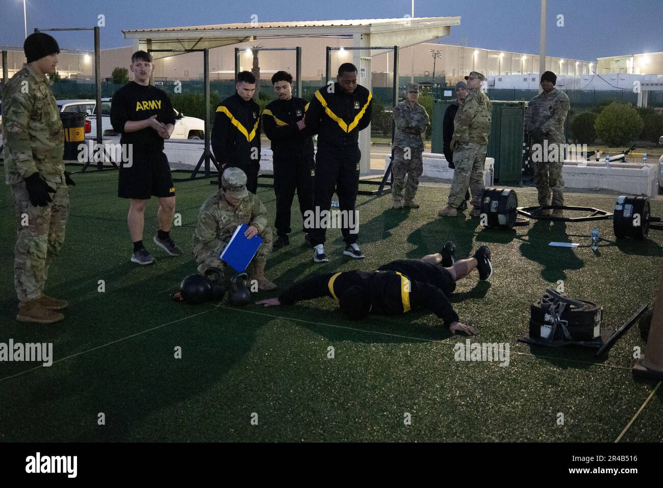 A U.S. Army Reserve Soldier conducts hand release push-ups during an ...