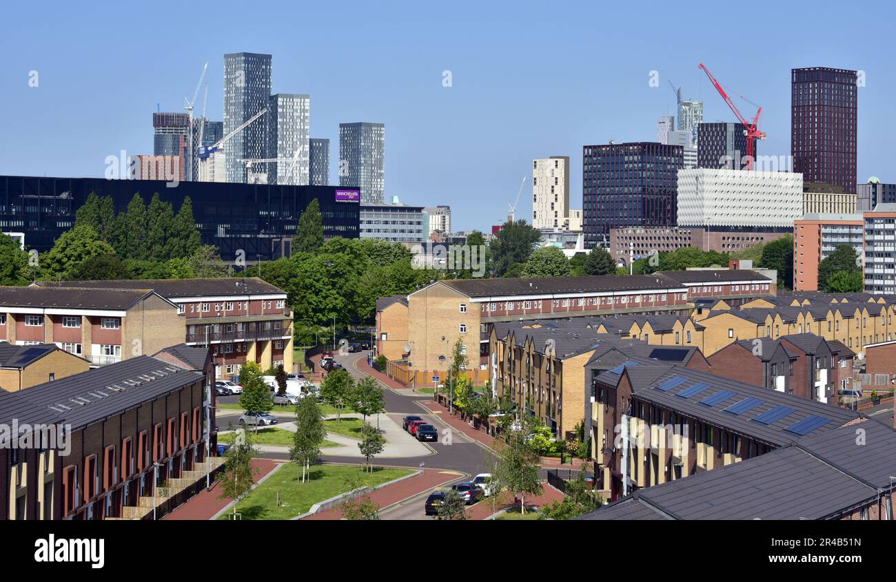 Tower blocks in city centre Manchester, UK Stock Photo - Alamy