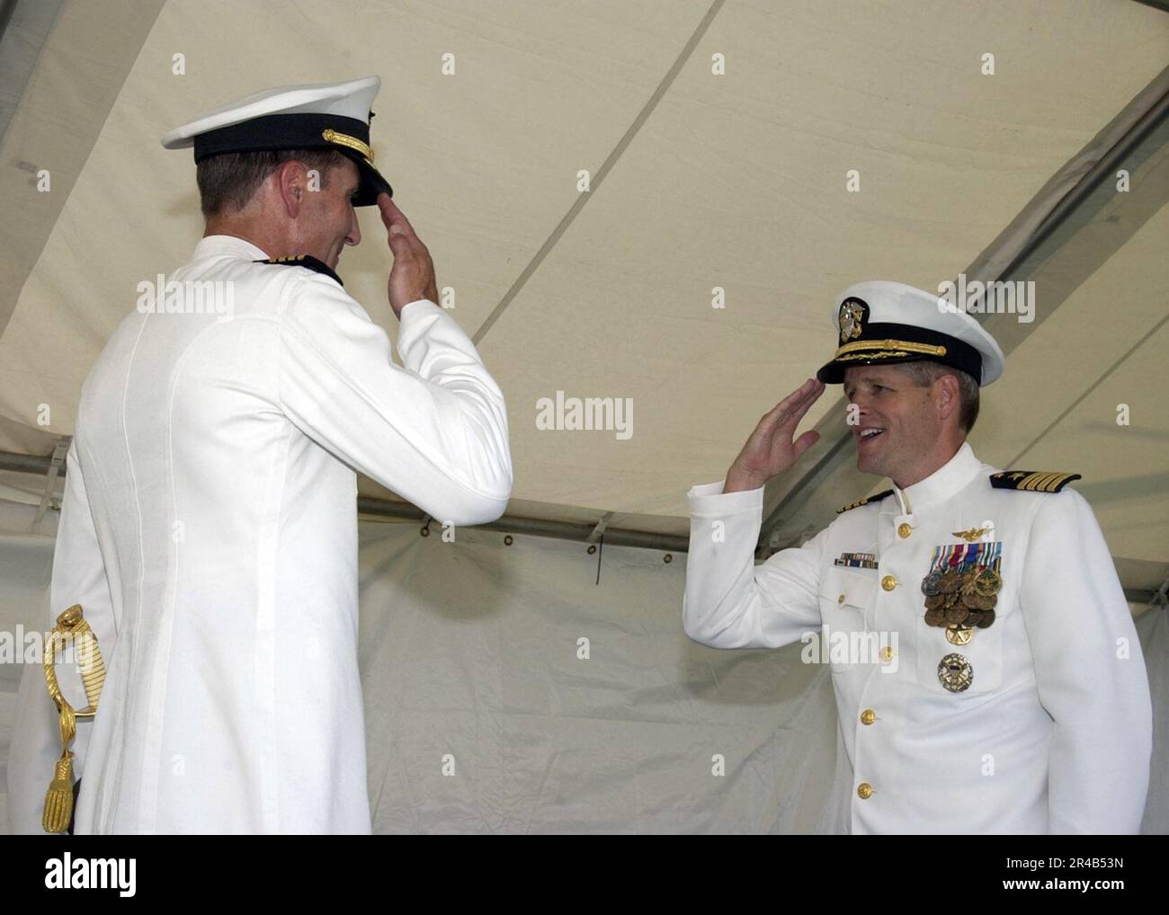 Us Navy Capt Receives The Relieving Salute From The New Commanding