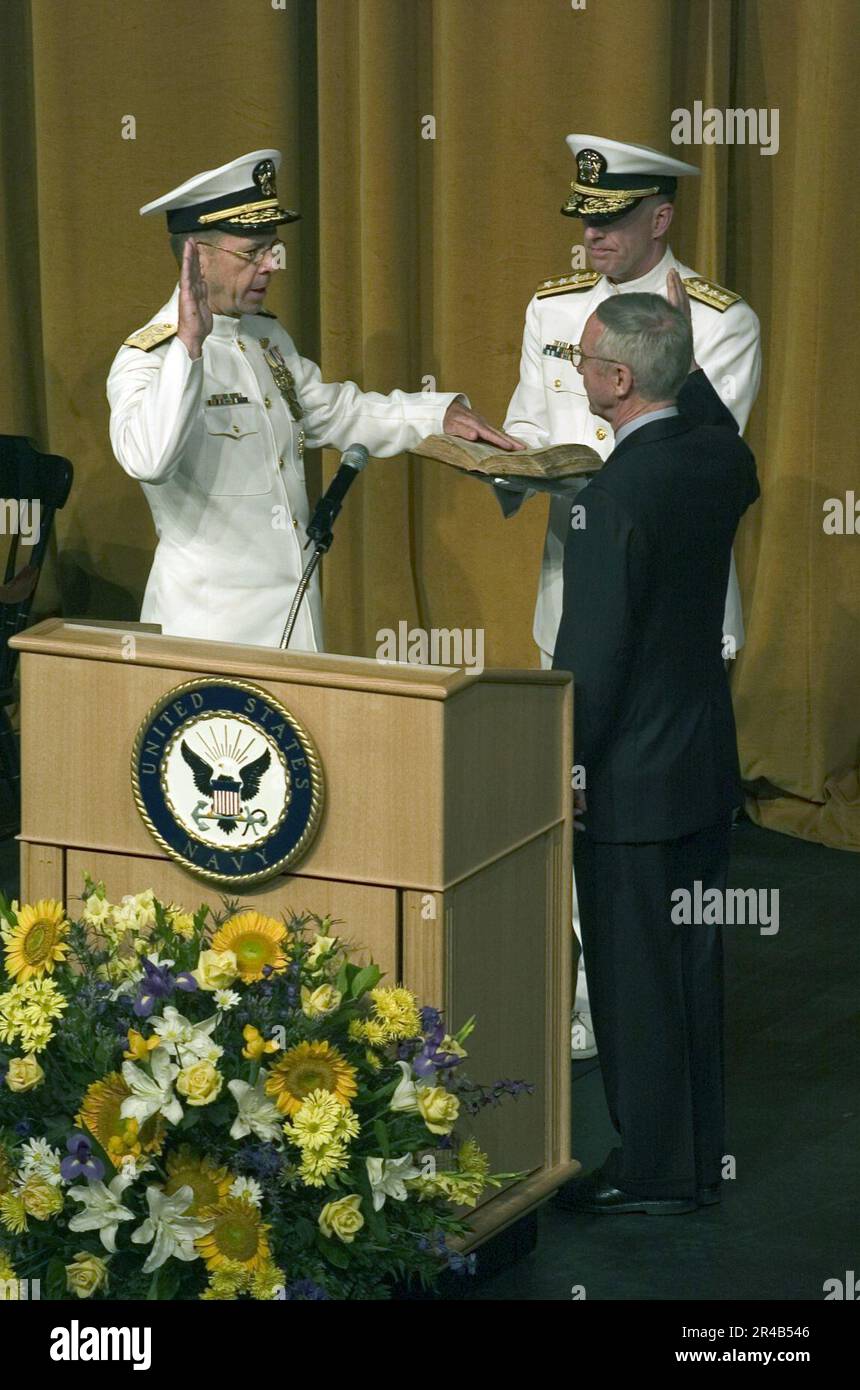 US Navy Secretary of the Navy Gordon England administers the Oath of ...