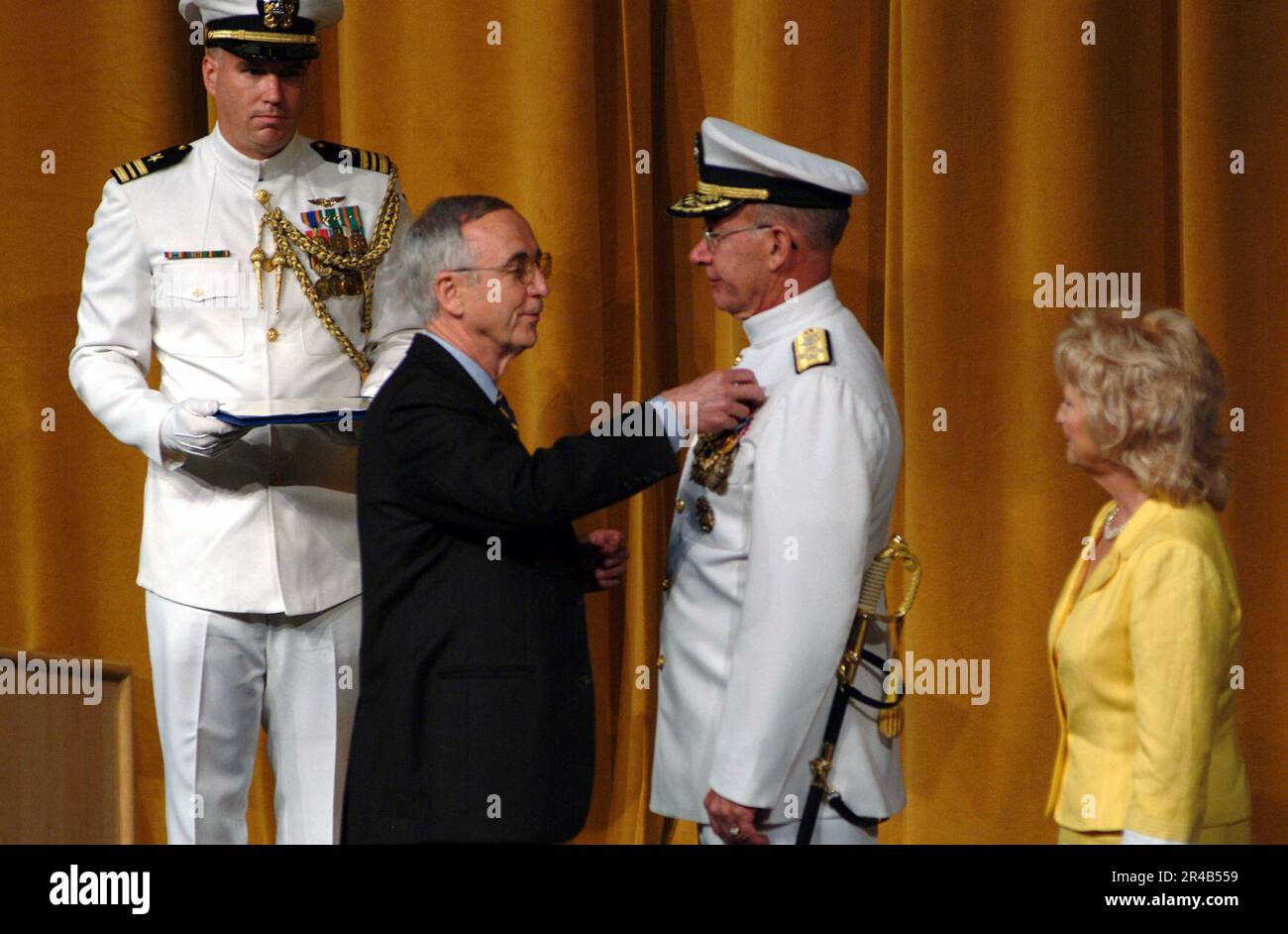 US Navy Secretary of the Navy Gordon England awards Chief of Naval ...