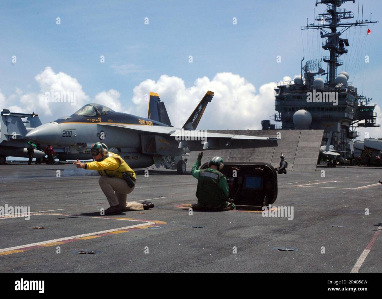 US Navy Capt. prepares to launch from catapult one aboard USS Kitty ...