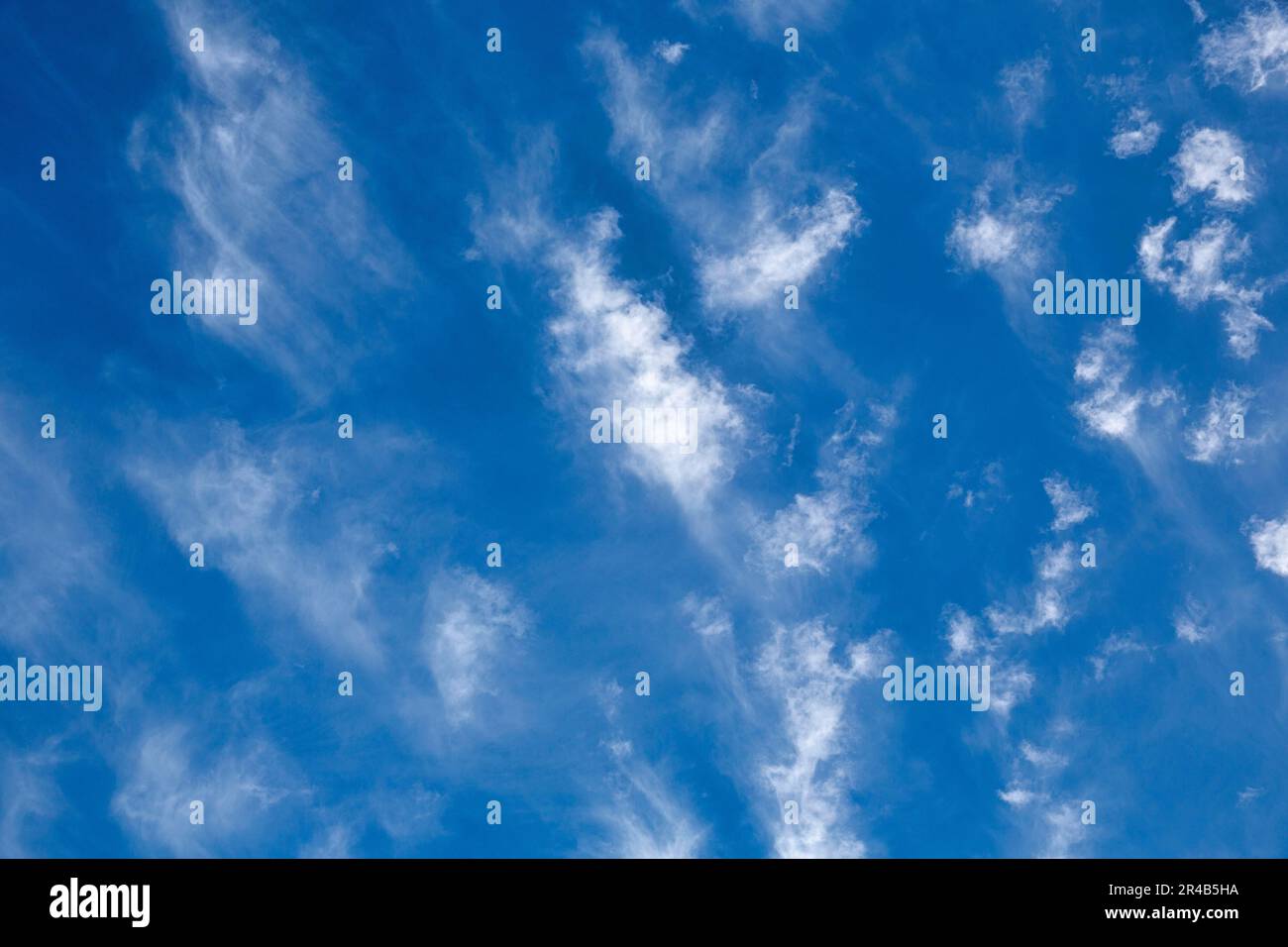 Feathery clouds in a blue sky, full-size, England, Great Britain Stock ...