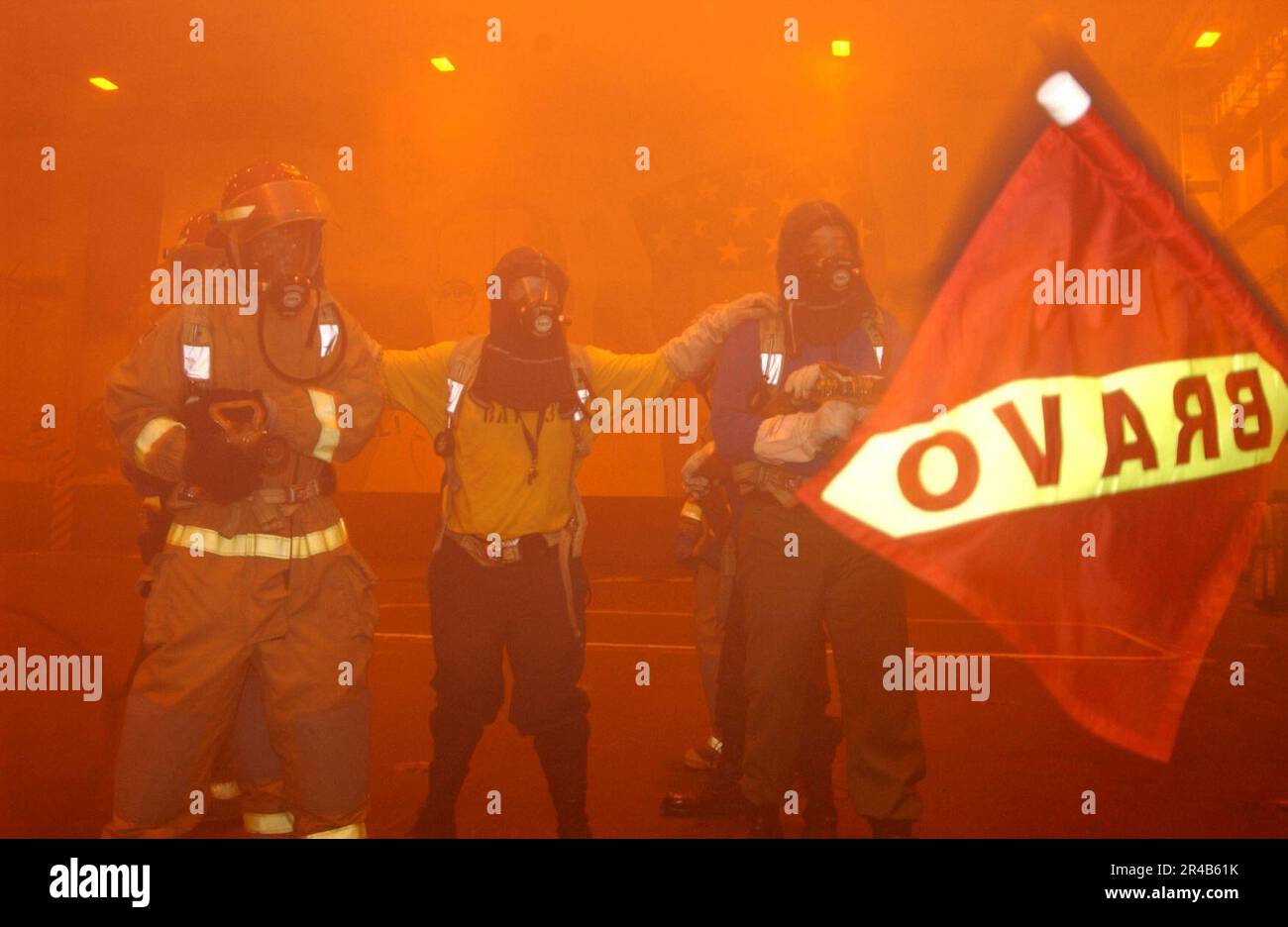 US Navy Repair Locker One Bravo's primary fire team works side-by-side ...